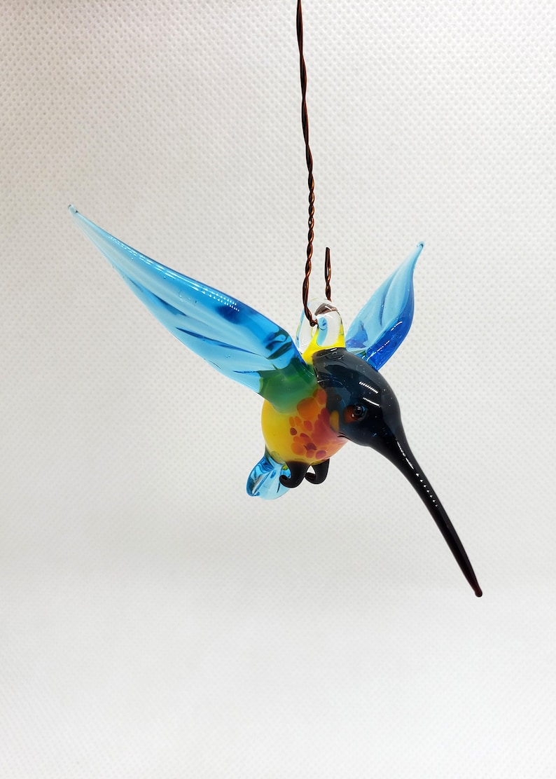 Glass Hummingbird Figurine Flying Birds Hummingbird Glass - Etsy