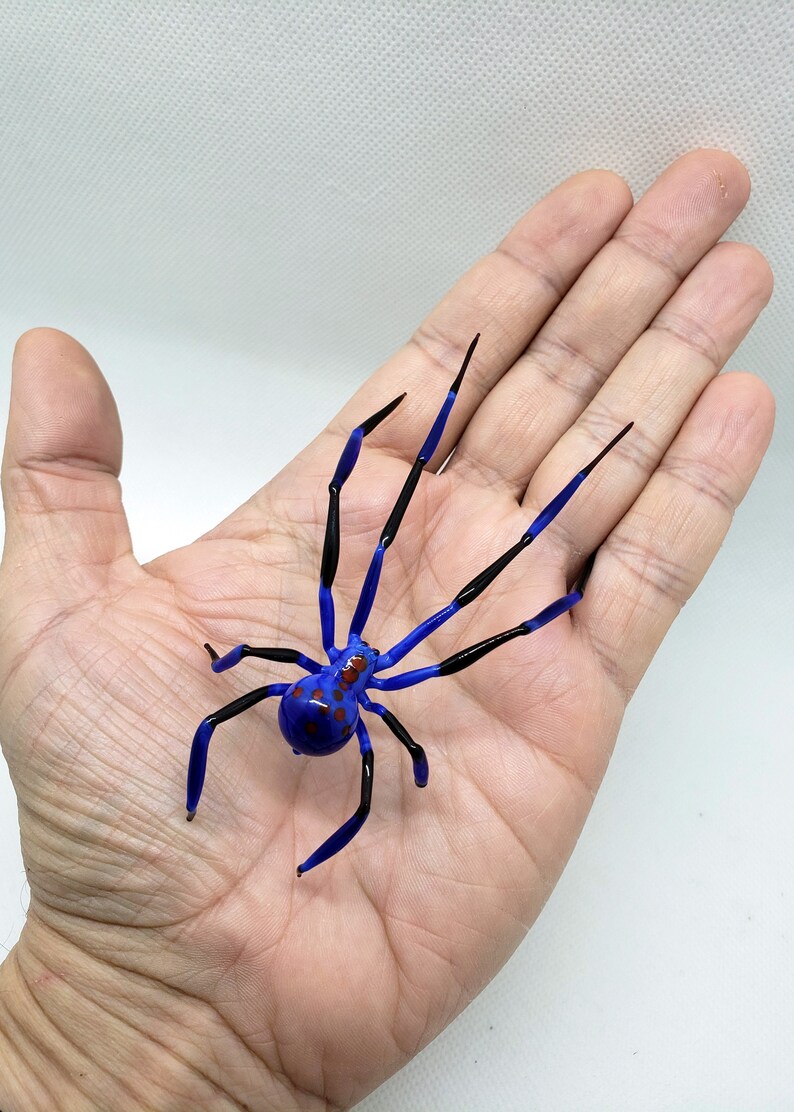 Glass Blue Spider figurine Handcrafted glass animal Figurine | Etsy