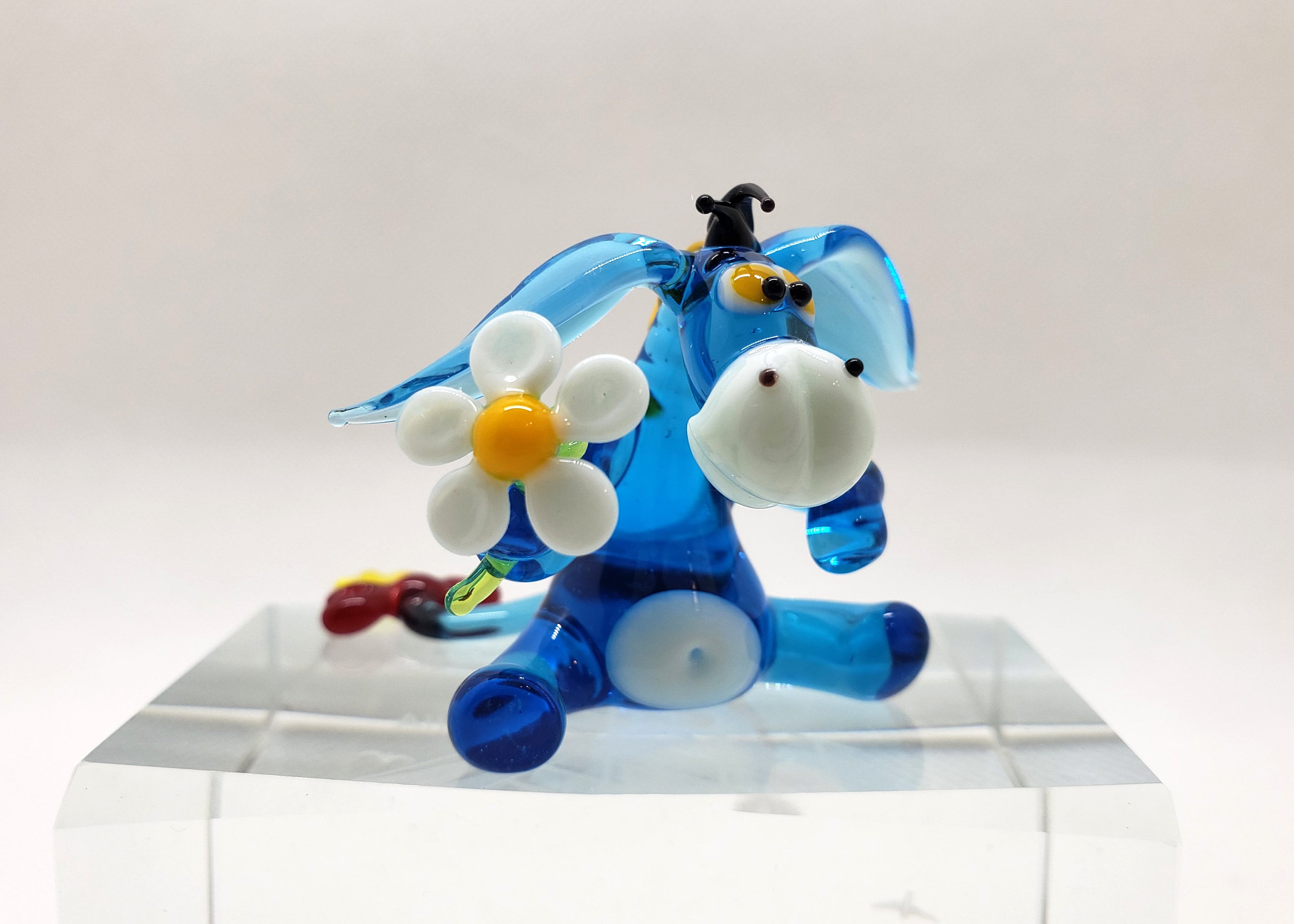 Blue Donkey, Blown Glass Donkey, Donkey Figurine Collection, Art Glass ...
