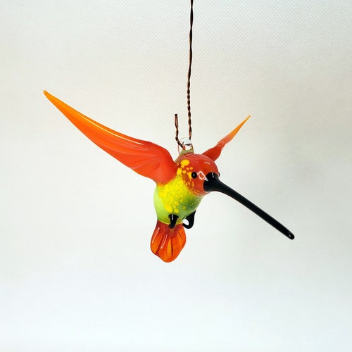 Glass Hummingbird Figurine Flying Birds Hummingbird Glass - Etsy