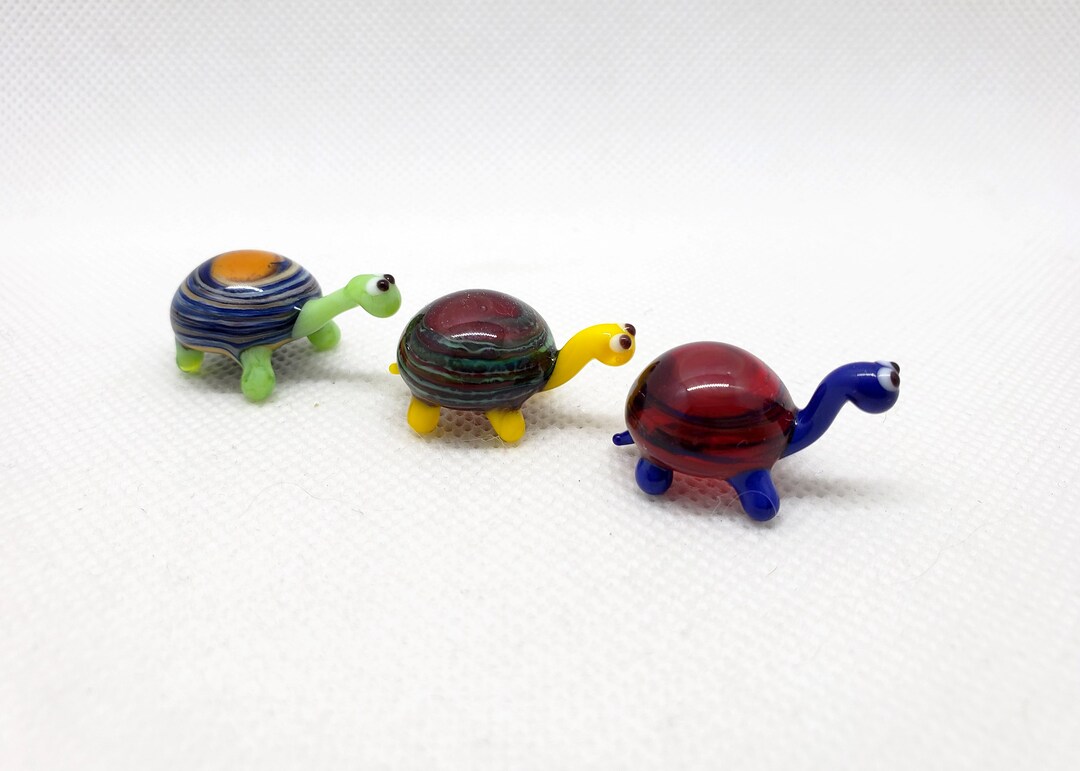 Glass Miniature Turtle, Blown Glass Turtle, Figurine Turtle, Art Glass ...