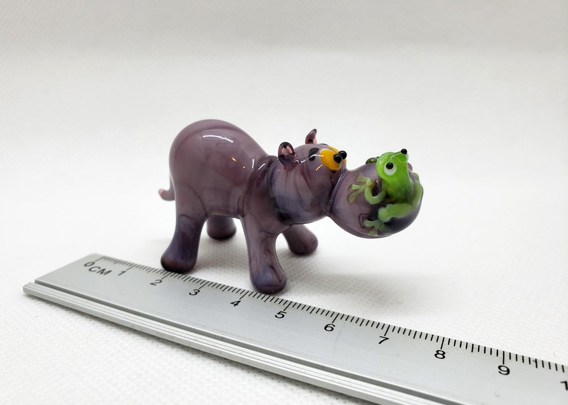 Handmade glass Hippo figurine Blown Glass Hippo Glass | Etsy
