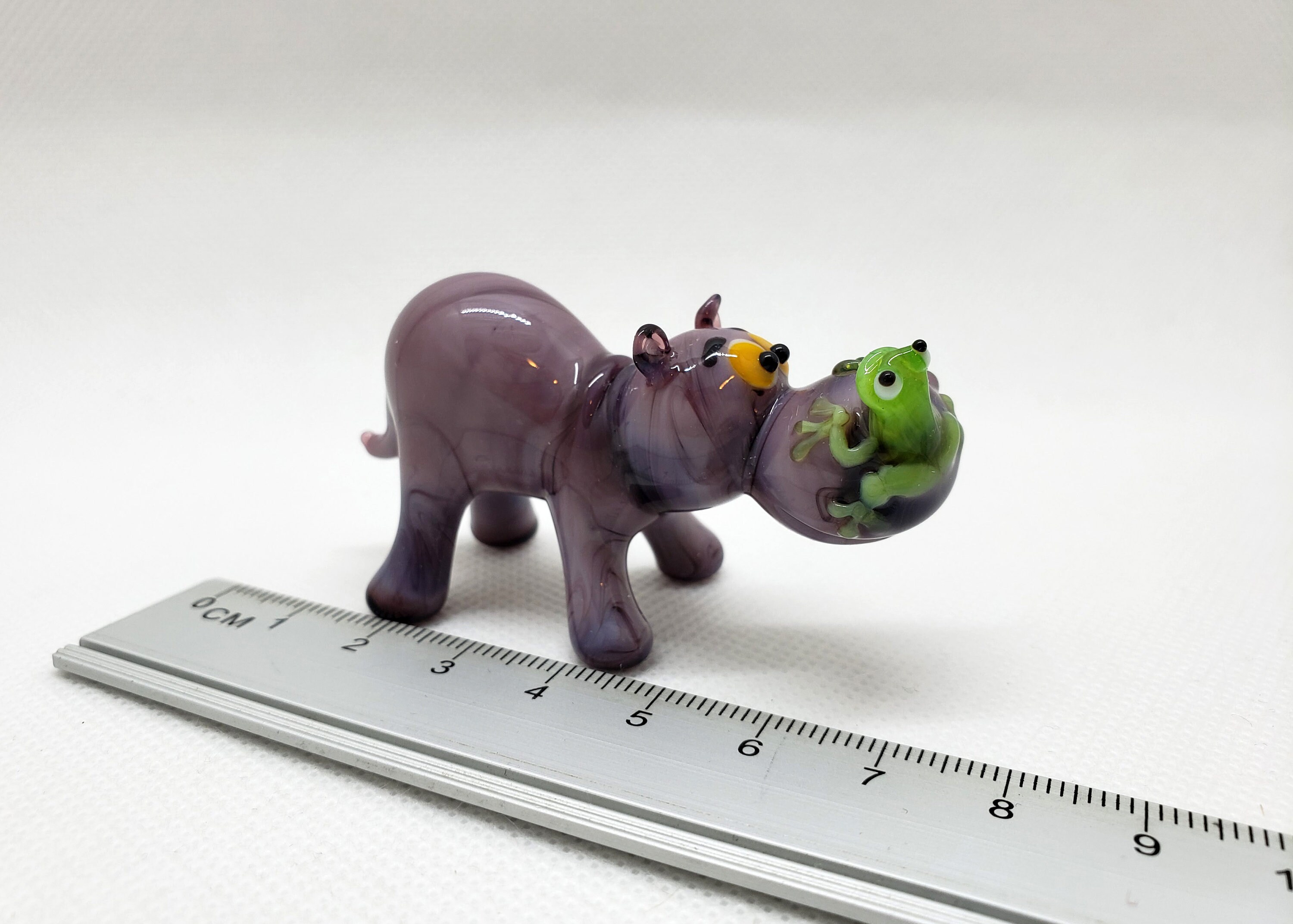 Handmade Glass Hippo Figurine - Blown Glass Hippo - Glass Hippo ...