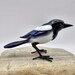 Tiny Glass Magpie Figurine, Handmade Bird Sculpture, Small Black and ...