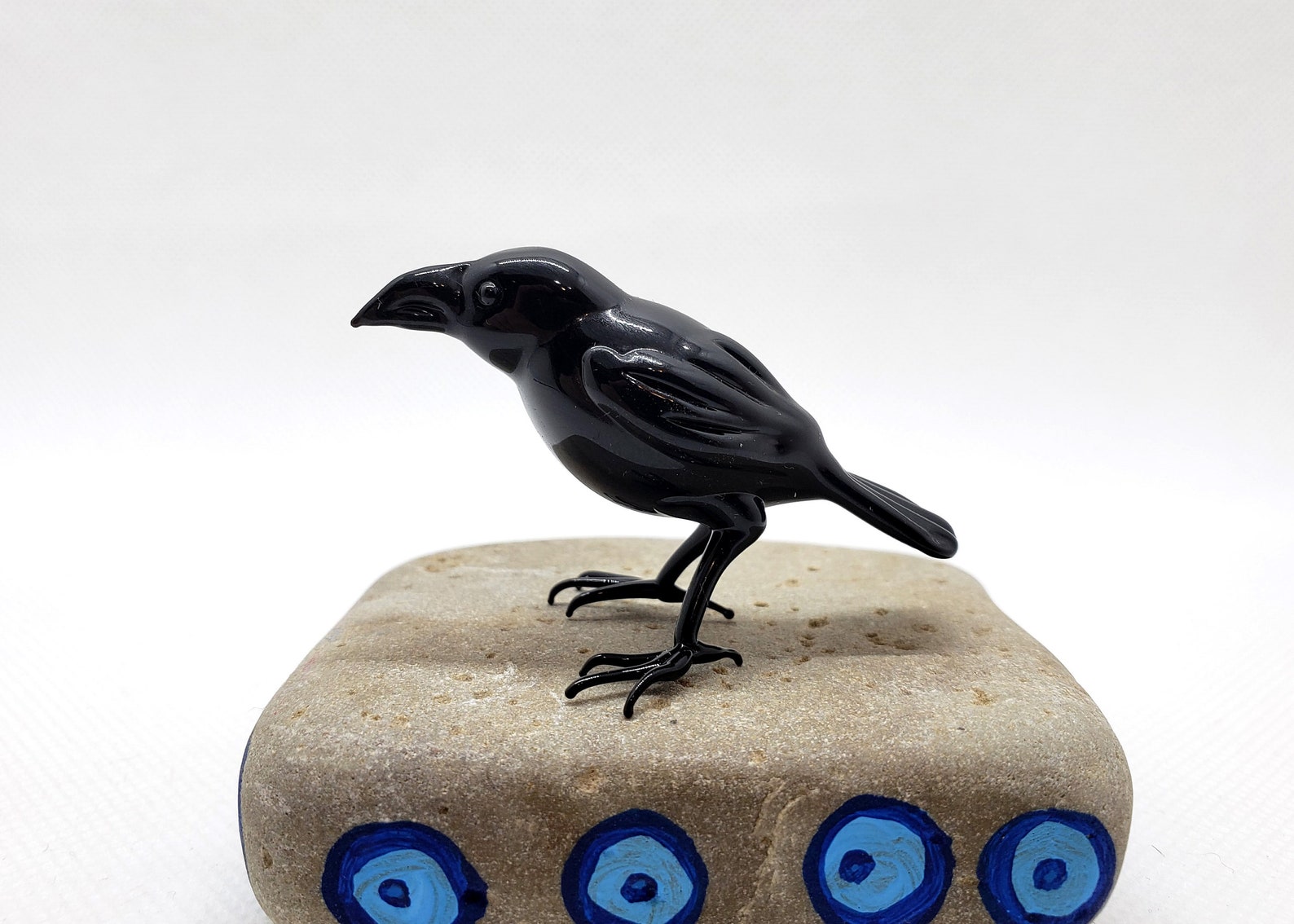 Black Crow Glass Figurine Glass Animals Hand Blown Glass | Etsy