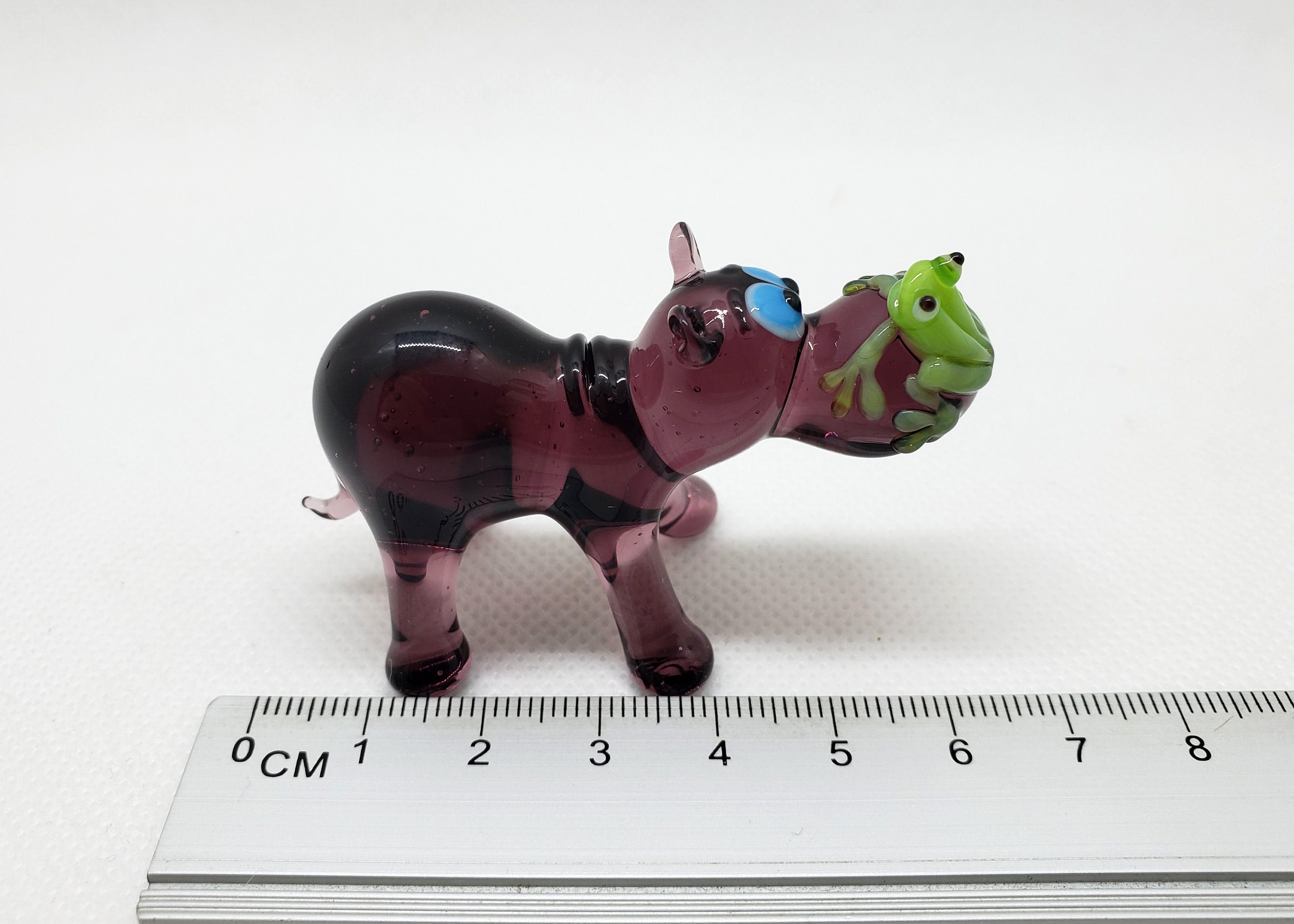 Handmade Glass Hippo Figurine - Blown Glass Hippo - Glass Hippo ...
