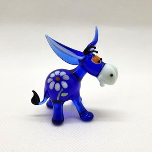 Blue Donkey Figurine, Blown Glass Donkey Figure, Donkey Figurine ...
