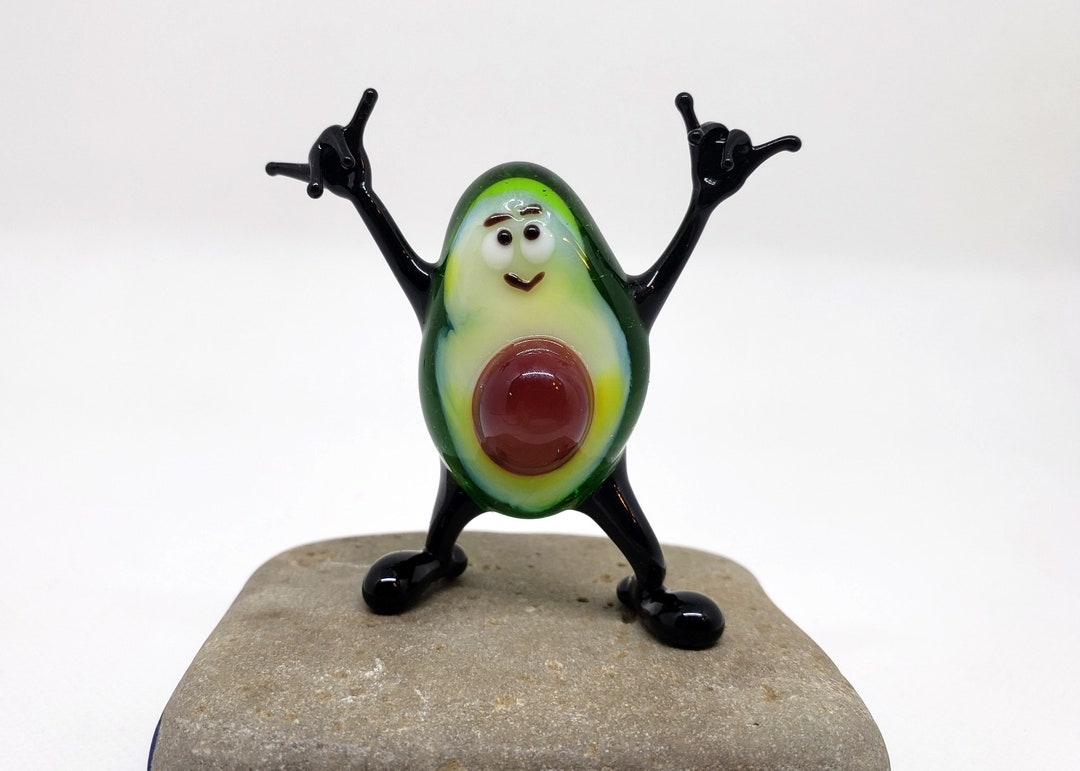 Cool Avocado, Blown Glass Avocado, Art Glass, Glass Avocado Miniature ...