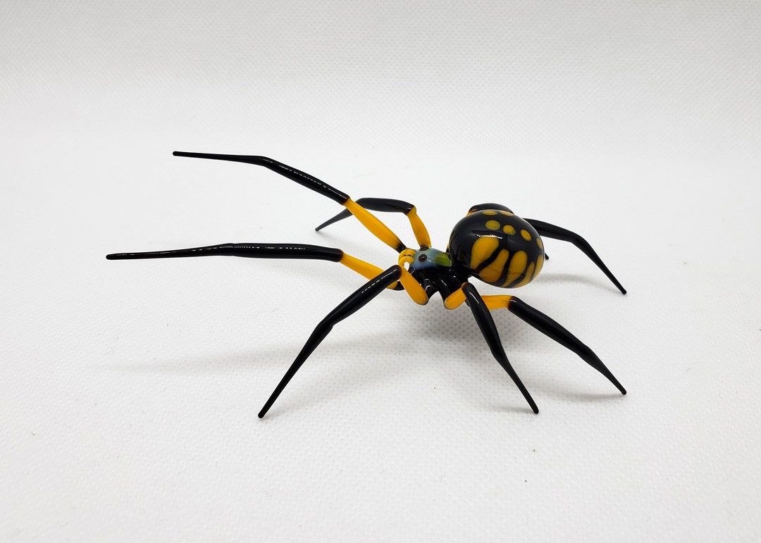 Yellow Spider Figurine, Handcrafted Glass Animal, Figurine Blown Glass ...
