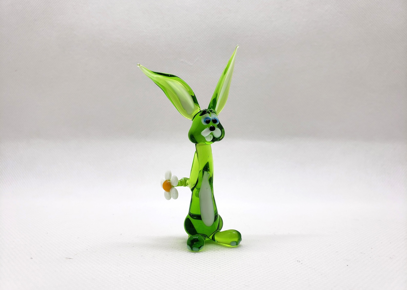 Art Glass Rabbit With Flower Blown Glass Rabbit Glass - Etsy