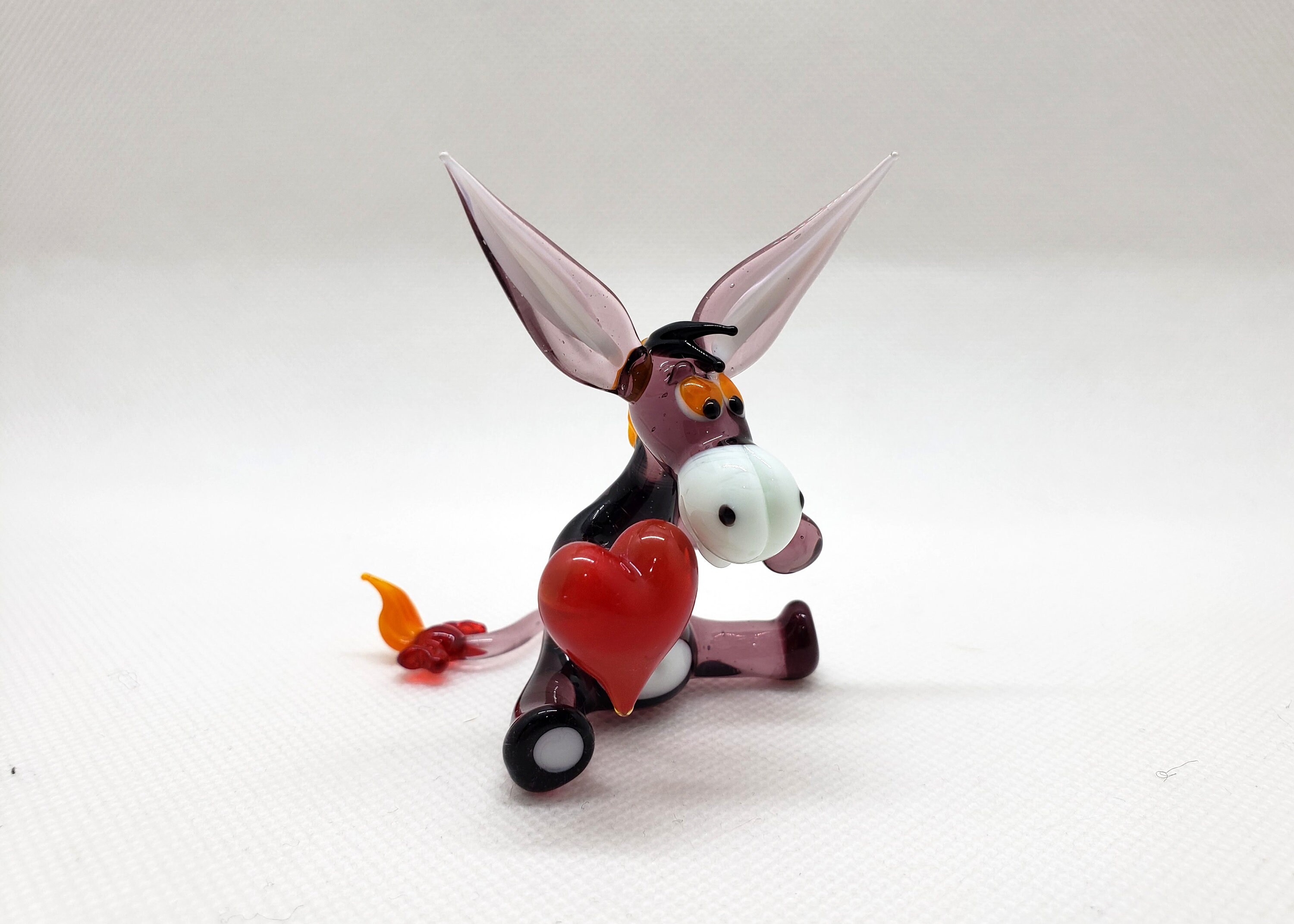 Donkey With Heart, Blown Glass Donkey, Donkey Figurine Collection, Art ...