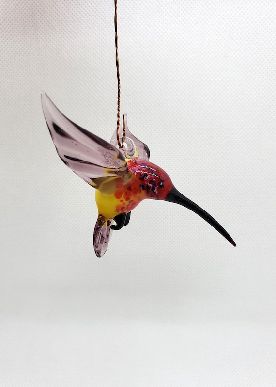 Glass Hummingbird Figurine Flying Birds Hummingbird - Etsy