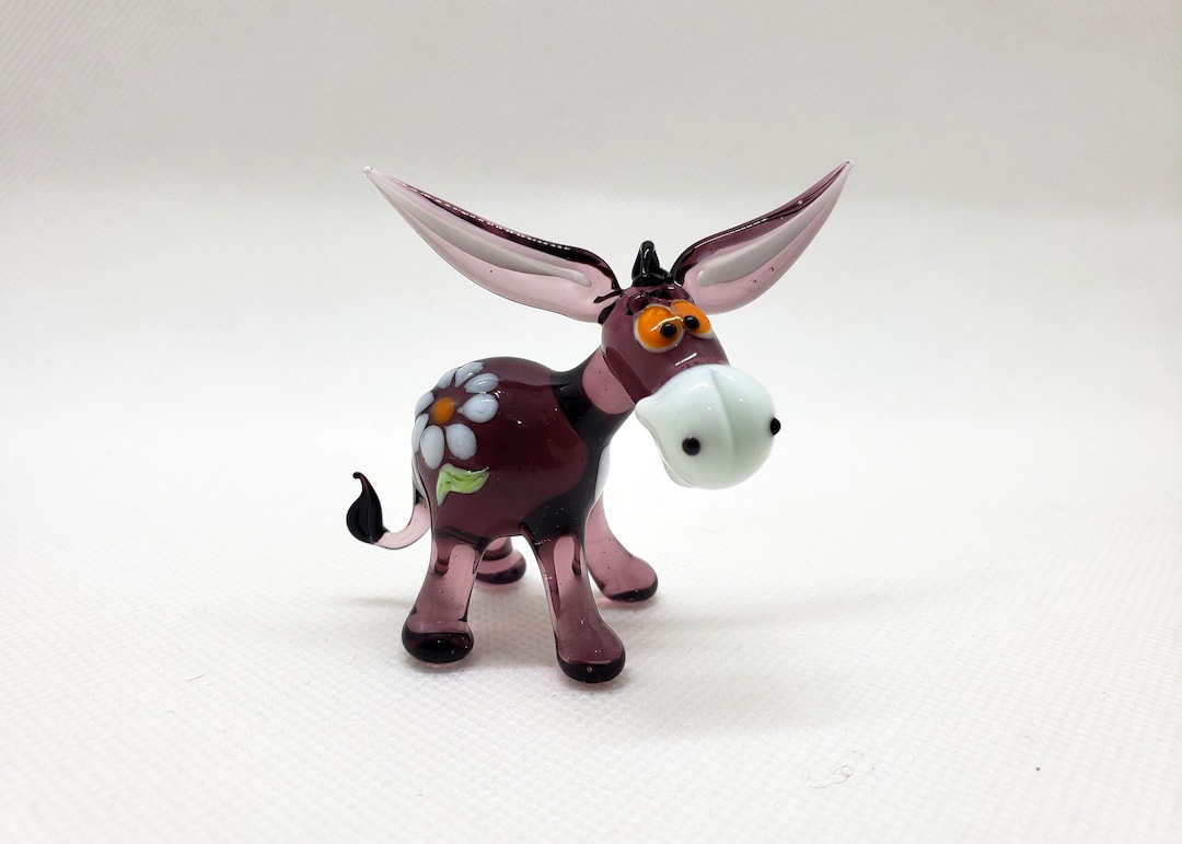 Purple Donkey Figurine, Blown Glass Donkey Figure, Donkey Figurine ...