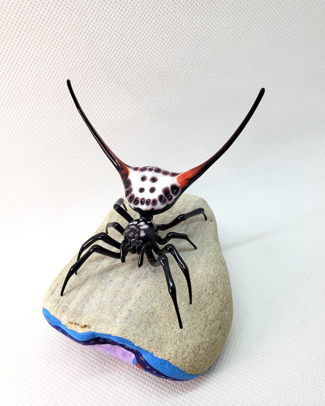 Sunny Spiny Orb Weaver Spider, Macracantha Arcuata, Handblown Glass ...