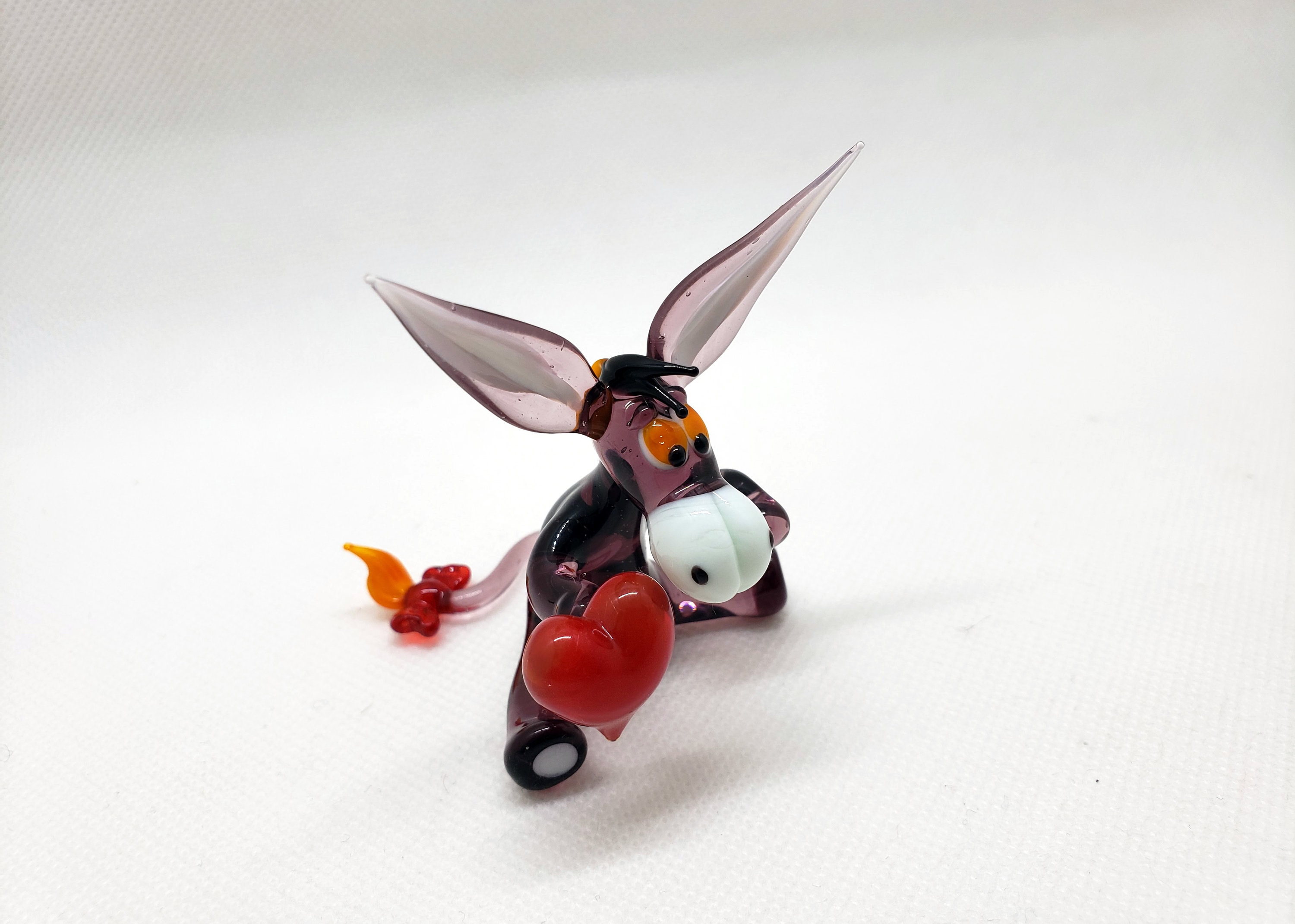 Donkey With Heart, Blown Glass Donkey, Donkey Figurine Collection, Art ...