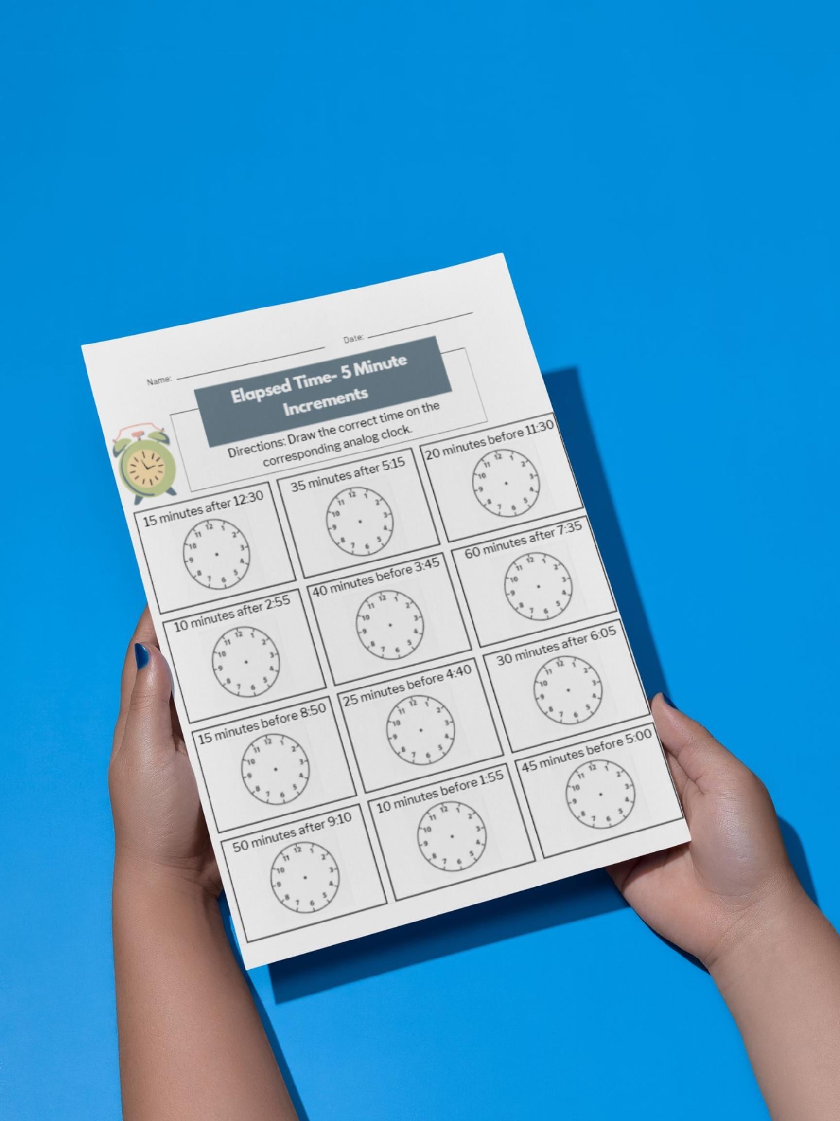 Downloadable Elapsed Time Worksheet for 3rd Grade Teachers - Etsy