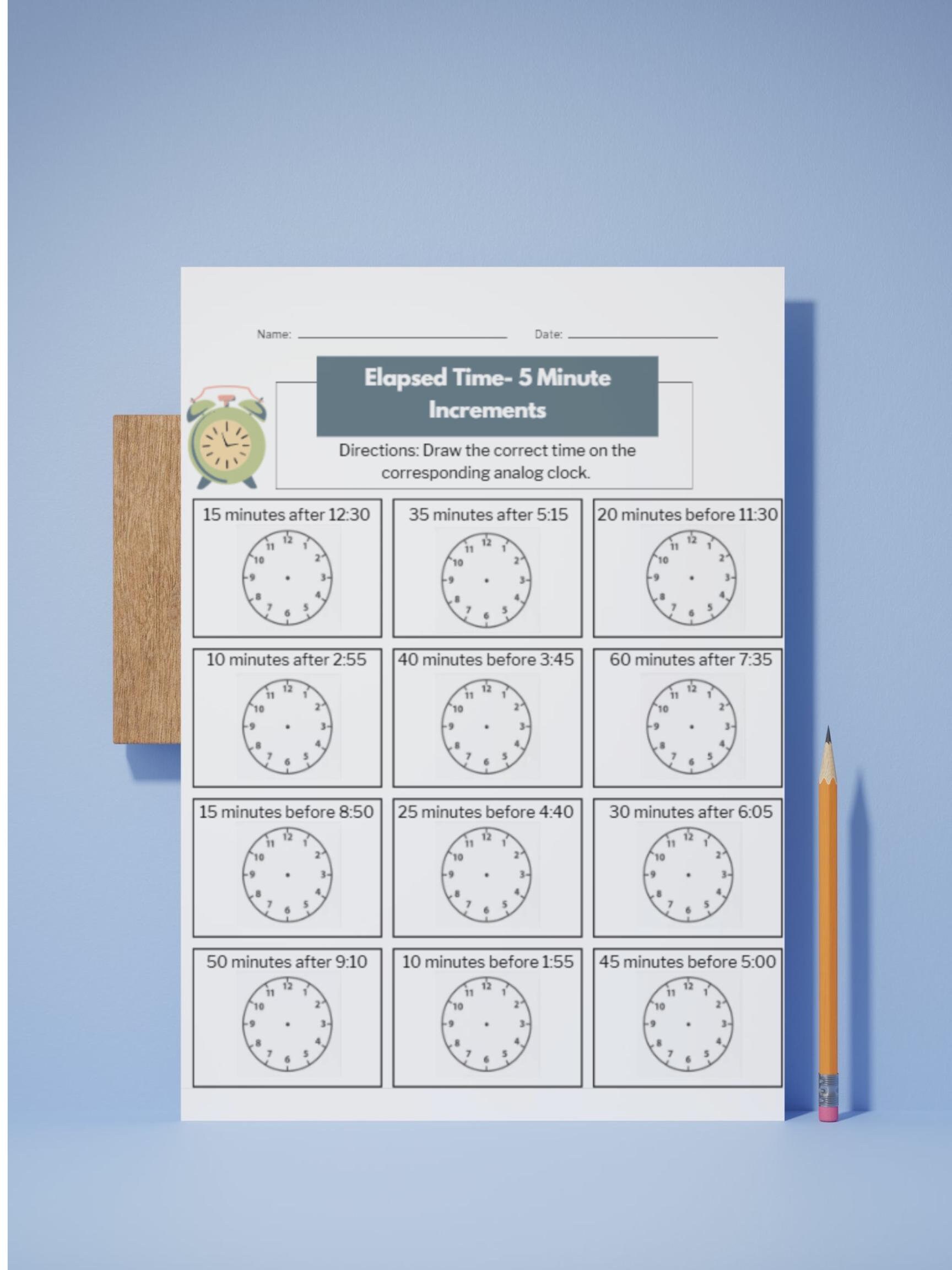 Downloadable Elapsed Time Worksheet for 3rd Grade Teachers - Etsy