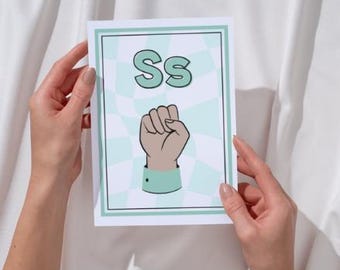 ASL american Sign Language Alphabet Posters BOHO RAINBOW Neutral ...