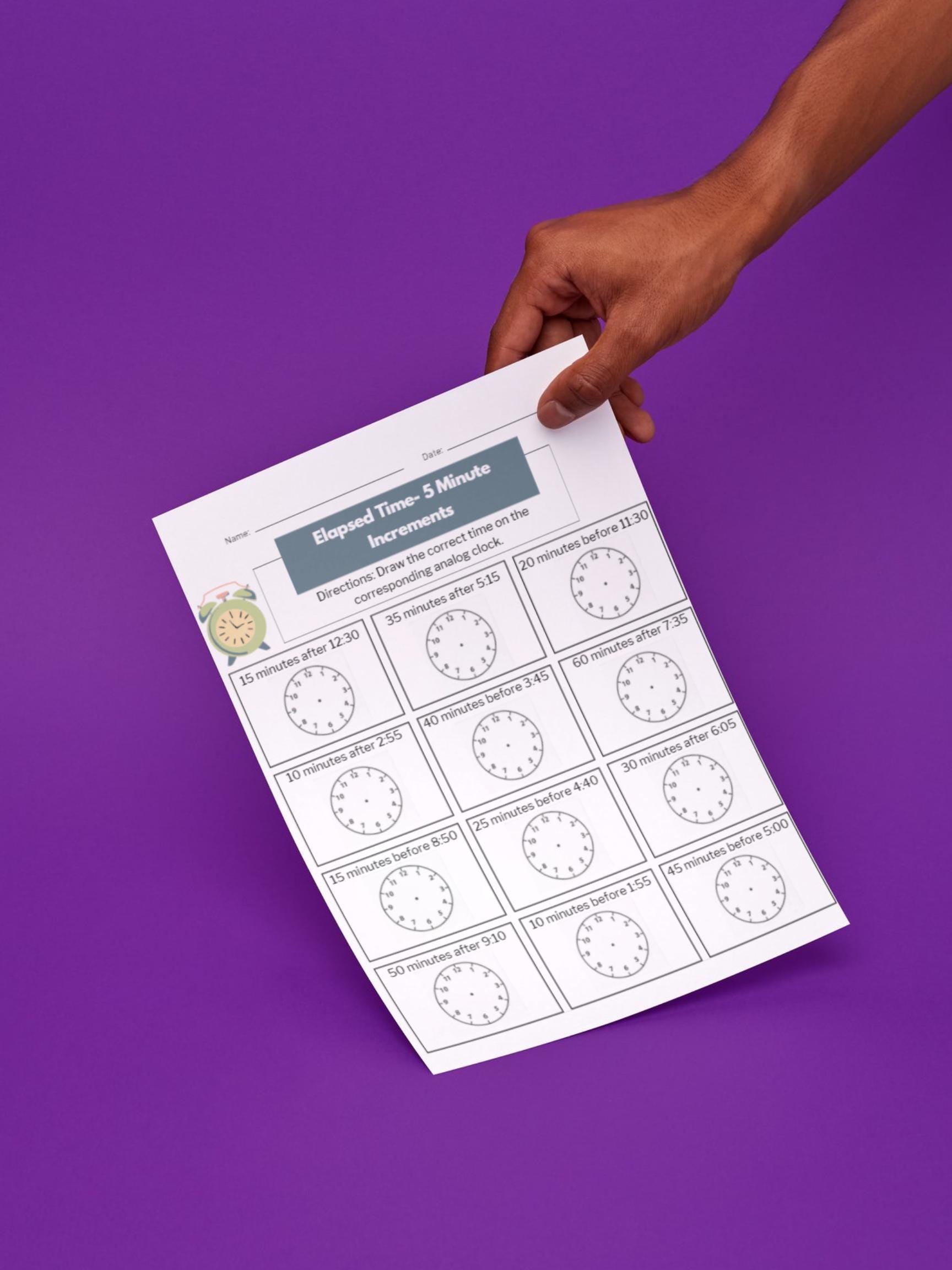 Downloadable Elapsed Time Worksheet for 3rd Grade Teachers - Etsy