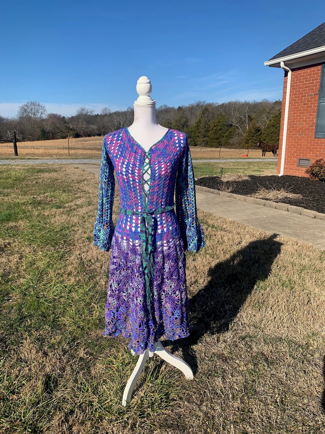 Multi-colored Fairy Queen Jacket W/ Long Bell Sleeves, a Belt and a ...