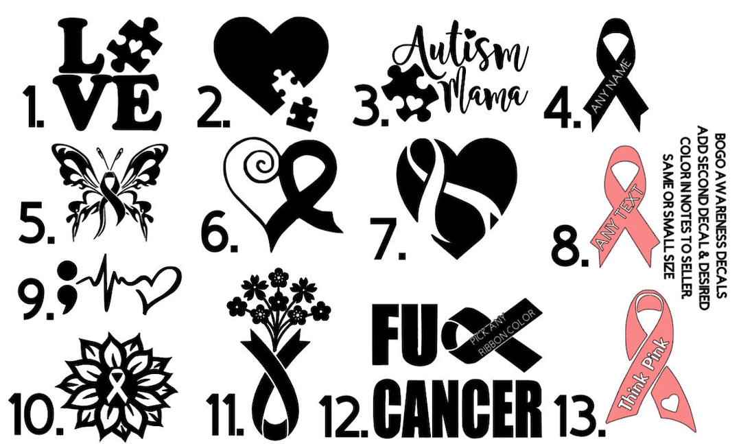 Awareness & Ribbon Decals - Etsy