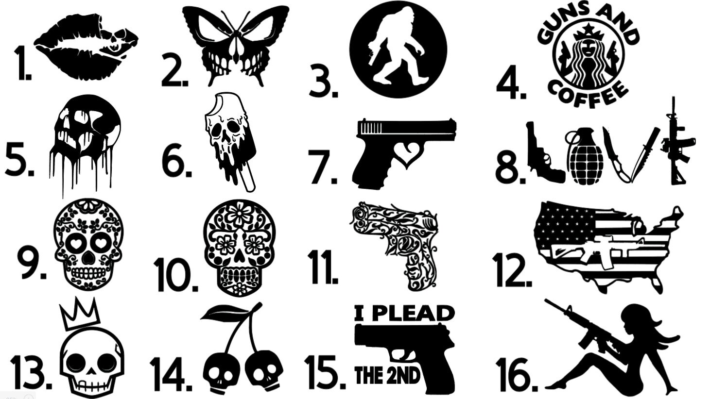 Skull & Gun Decals; Self Defense 2nd Firearm Novelty - Etsy