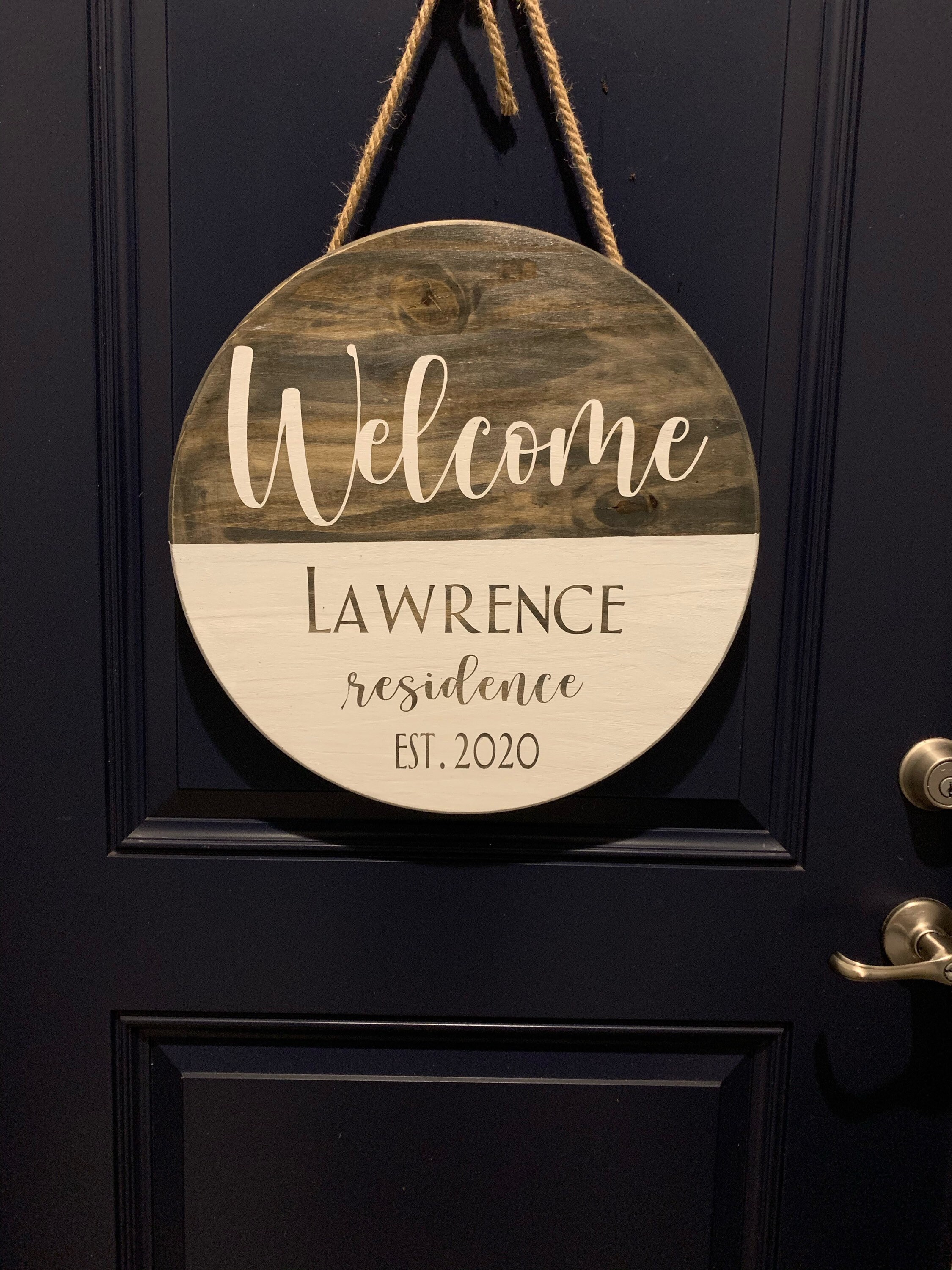 Welcome Custom Door Hanger Round Wood Sign Door Hanger | Etsy