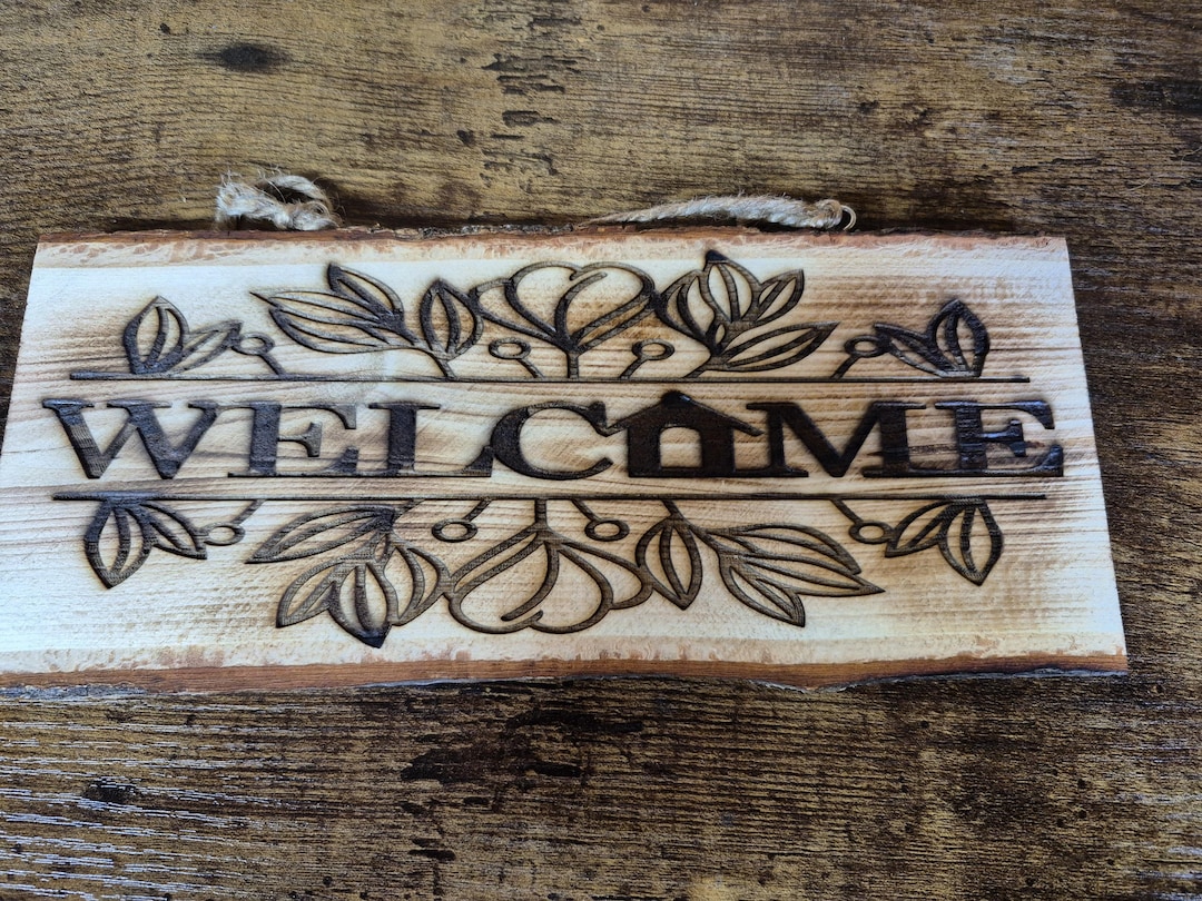 Live Edge Engraved Welcome Sign - Etsy