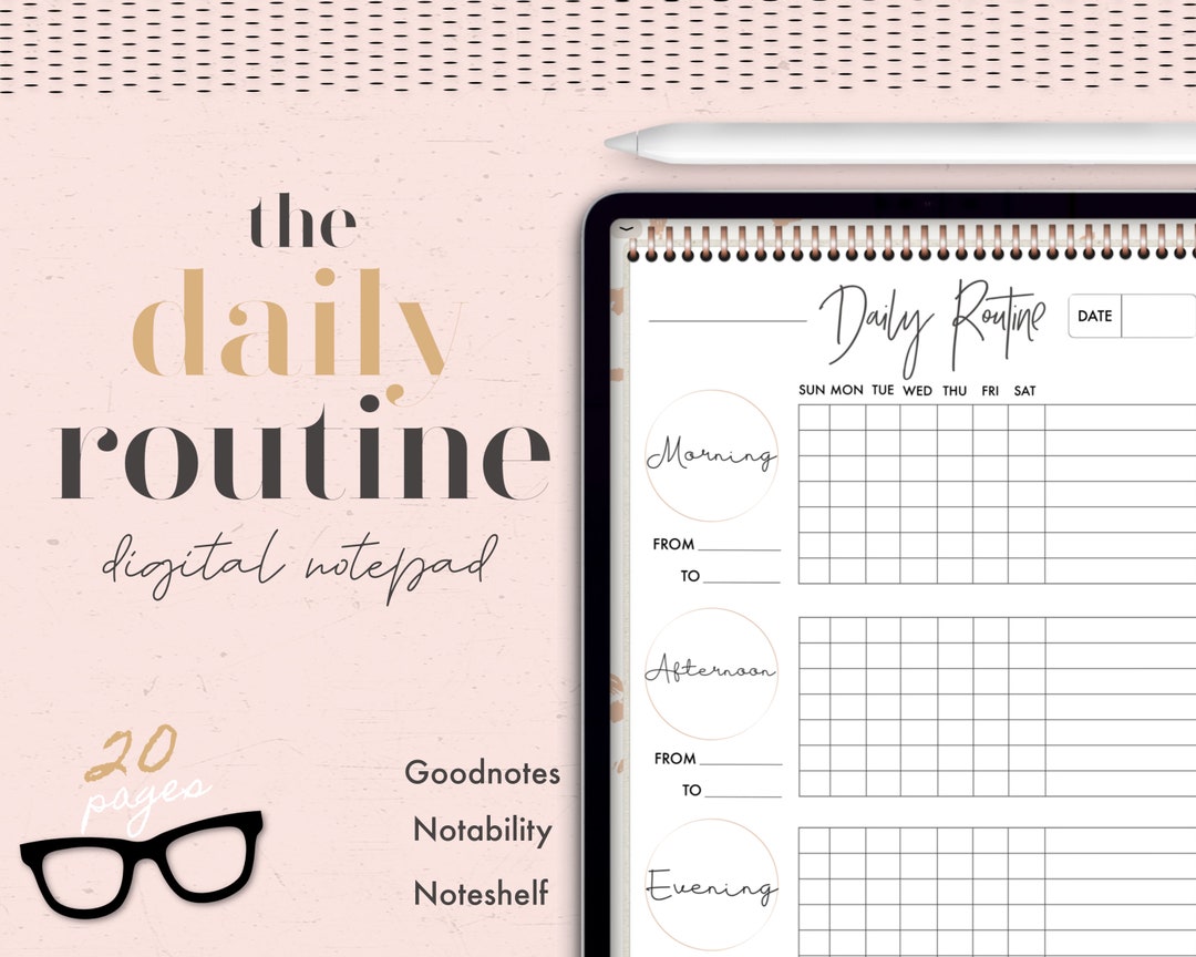 Digital Daily Routine and to Do Notepad| Habit Planner, Morning Routine ...