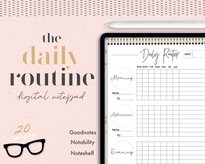 Digital Daily Routine and to Do Notepad| Habit Planner, Morning Routine ...