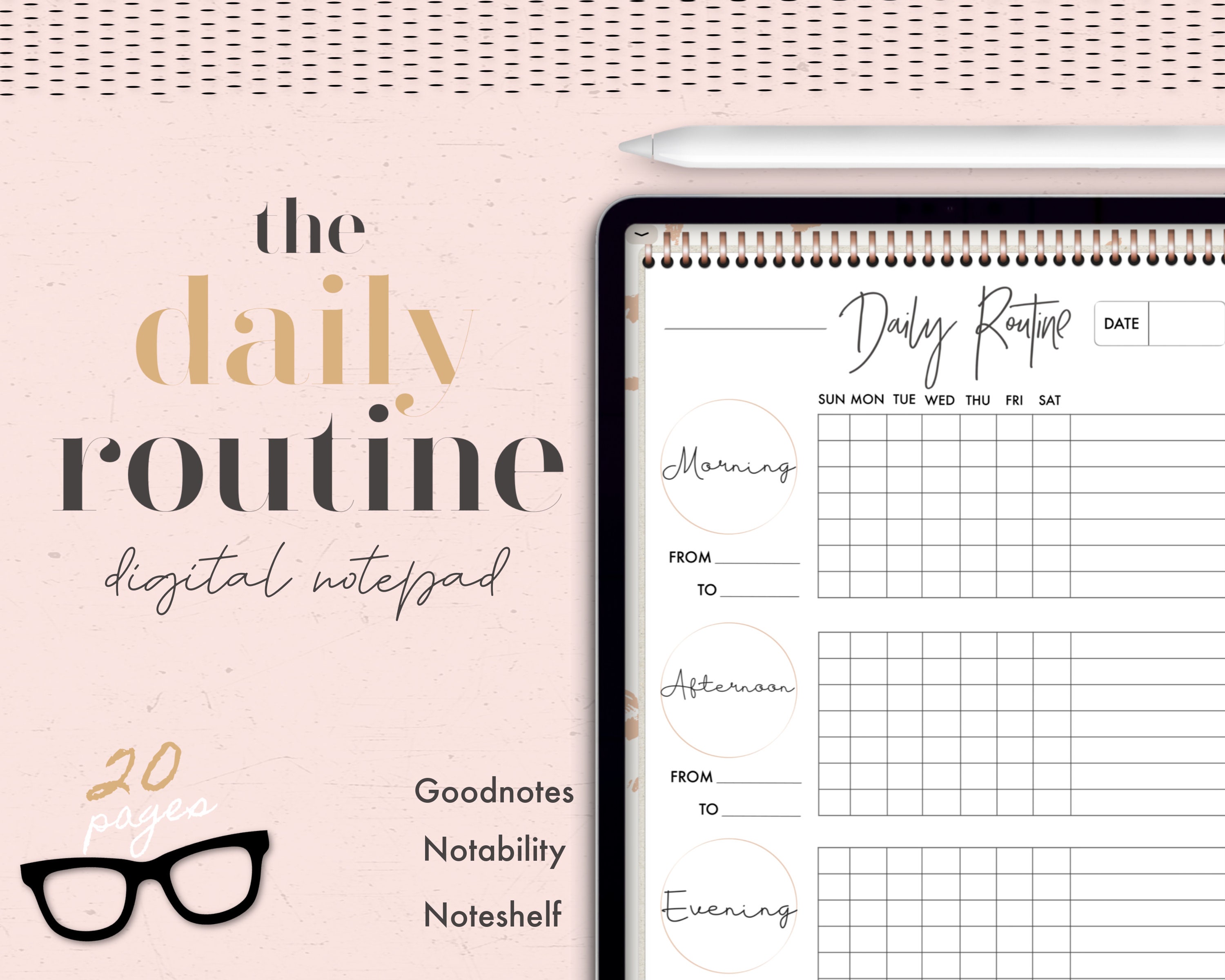Digital Daily Routine and to Do Notepad| Habit Planner, Morning Routine ...