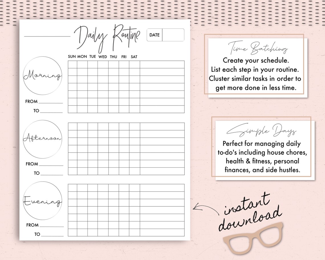 Daily Routine Planner | Weekly Routine Tracker, Morning Routine ...
