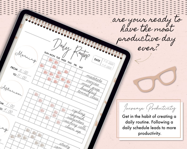 Digital Daily Routine and to Do Notepad| Habit Planner, Morning Routine ...