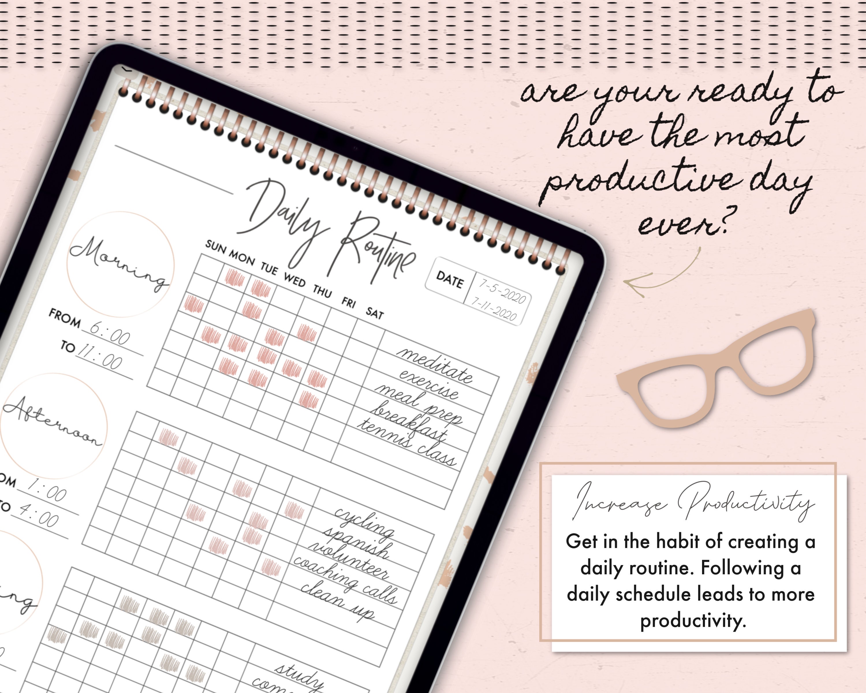 Digital Daily Routine and to Do Notepad| Habit Planner, Morning Routine ...