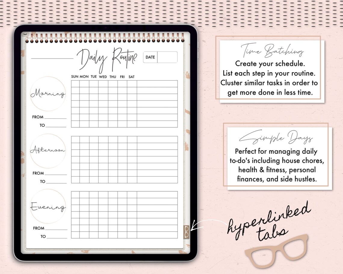 Digital Daily Routine and to Do Notepad| Habit Planner, Morning Routine ...