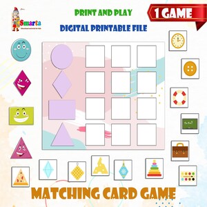 Preschool Curriculum, Matching Card Game, Learn Shapes - Etsy