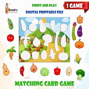 Preschool Curriculum, Matching Card Game Vegetables - Etsy