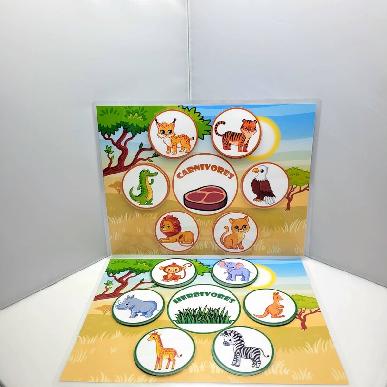 Preschool Animals Activity Matching Card Game Savannah - Etsy