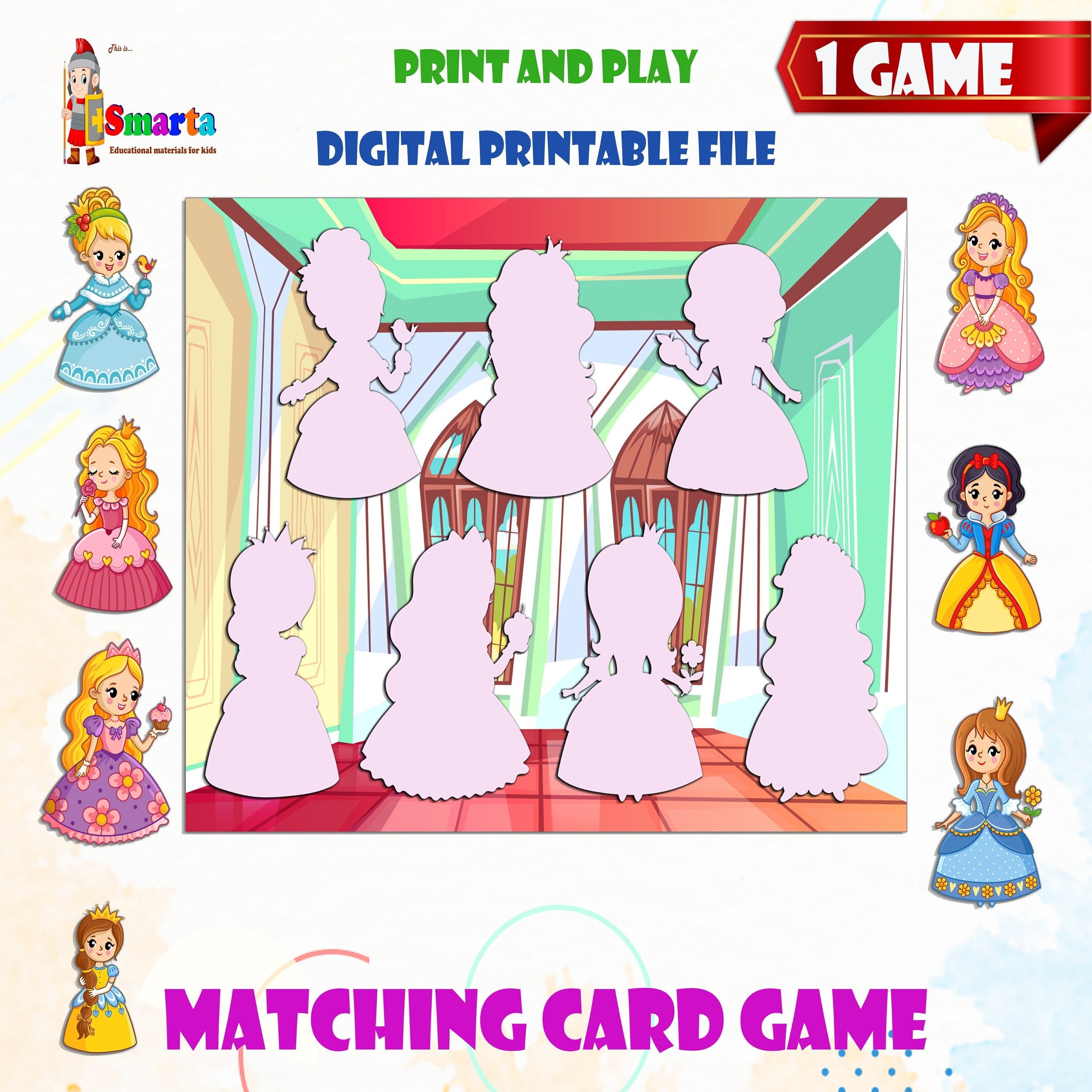Preschool Education, Matching Card Game Princess - Etsy