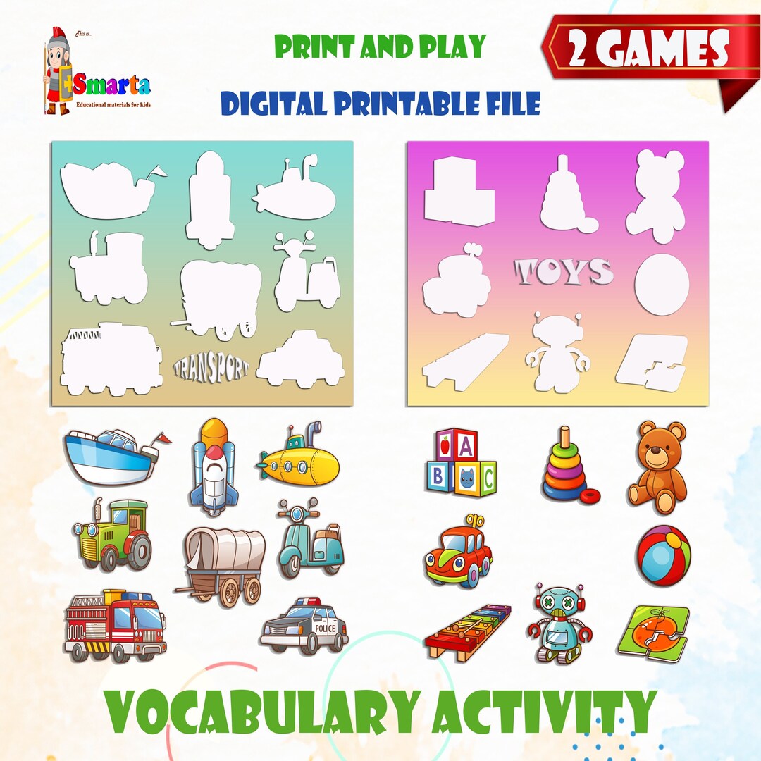 Kids Speech Development Activity, Matching Card Game, Vocabulary Game ...