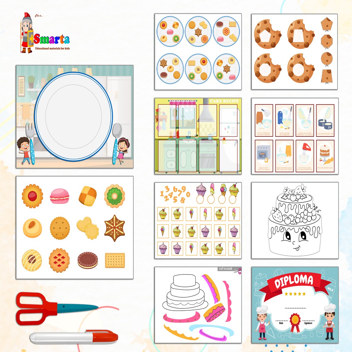 Preschool Worksheets Educational Activity Bakery - Etsy