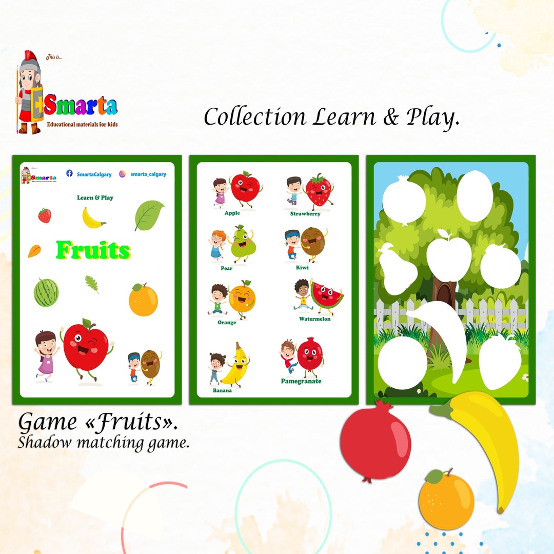 Educational Activity, Matching Card Game Fruits - Etsy
