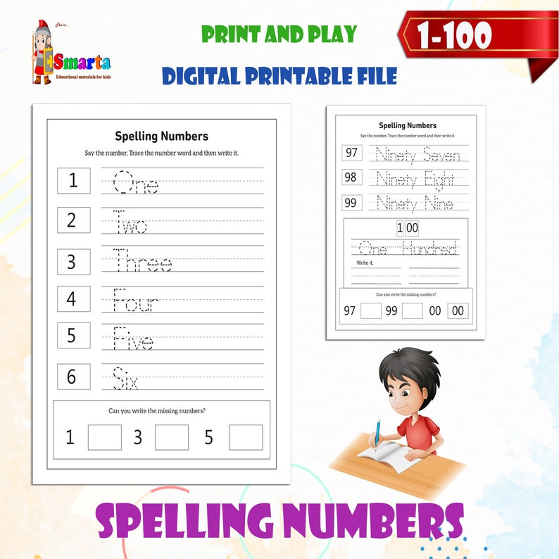 Preschool Tracing Numbers Handwriting Practice Spelling - Etsy