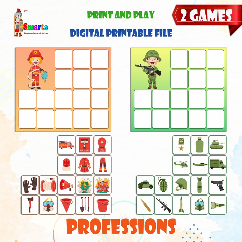 Child Vocabulary Activity Preschool Cards Game Professions - Etsy