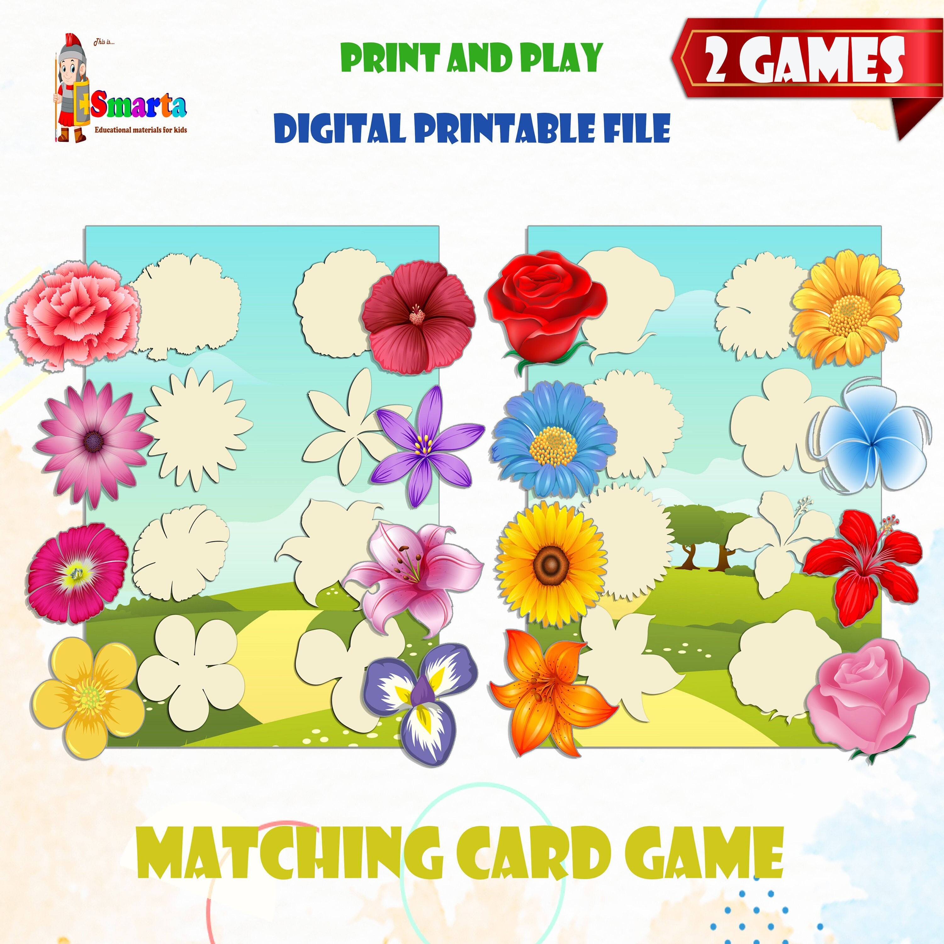 Preschool Curriculum Matching Card Game Learn Flowers - Etsy