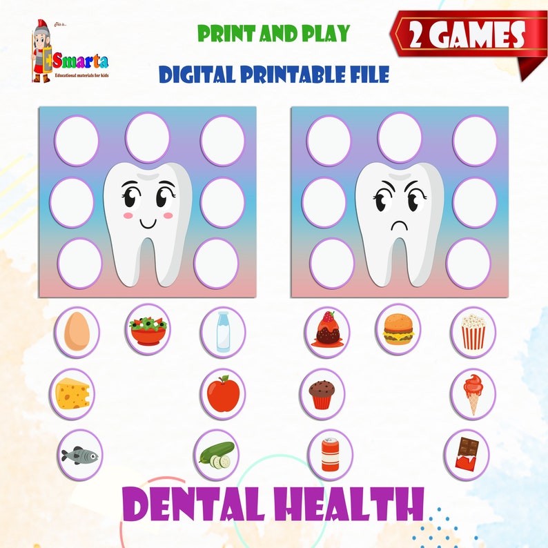 Preschool Curriculum, Matching Card Game, Dental Health Activity - Etsy
