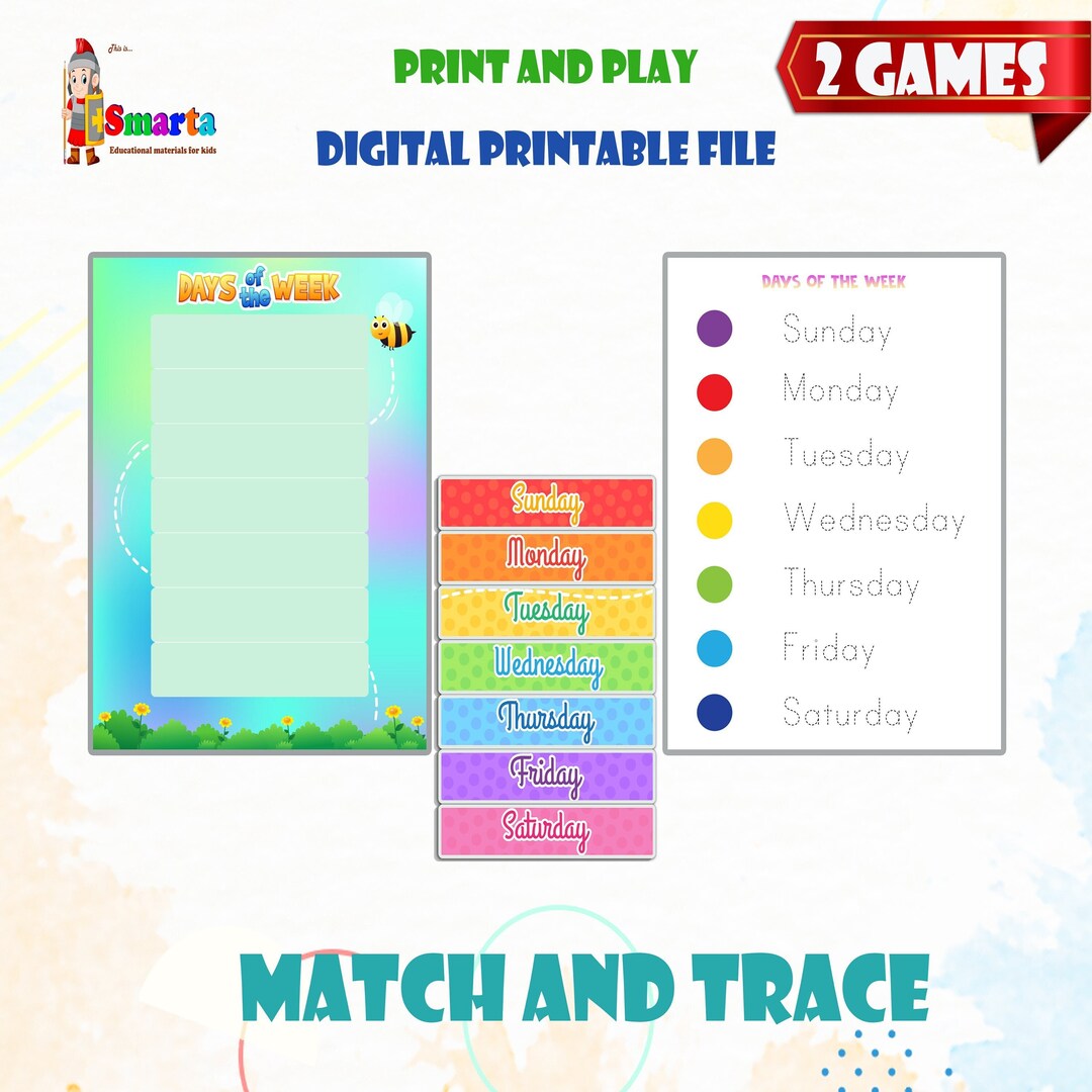 Child Development, Matching Card Game Days - Etsy