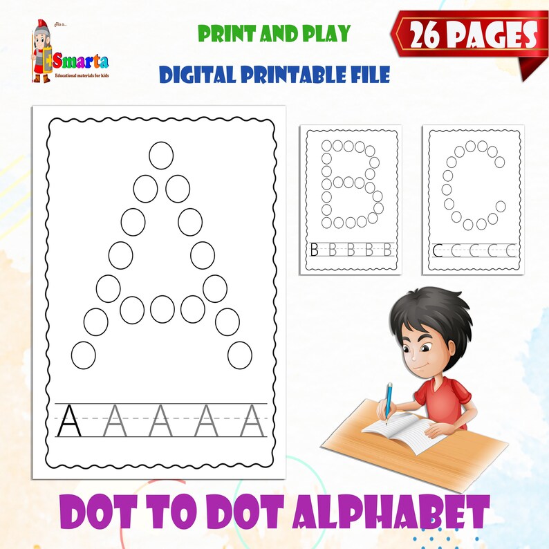 Preschool Curriculum, Learn Alphabet, Dot to Dot Alphabet Activity - Etsy