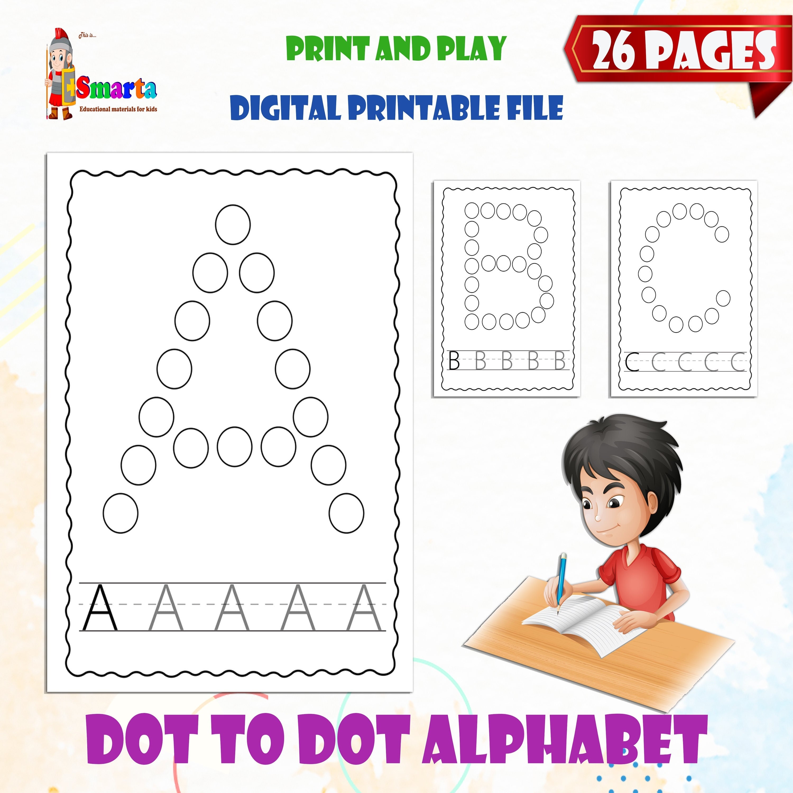 Preschool Curriculum, Learn Alphabet, Dot to Dot Alphabet Activity - Etsy