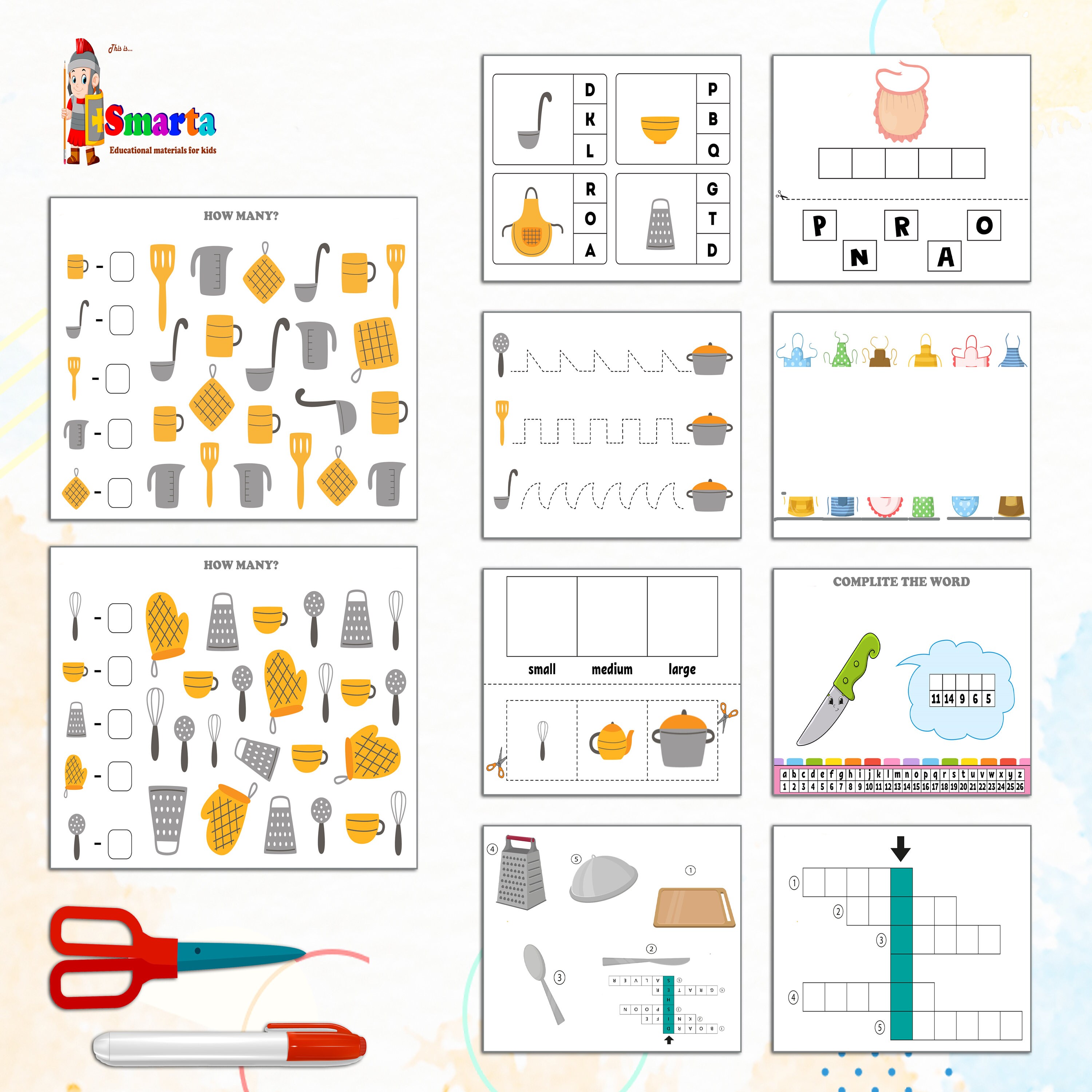 Bakery Preschool Worksheets: Educational Activity Set (50 Pages ...